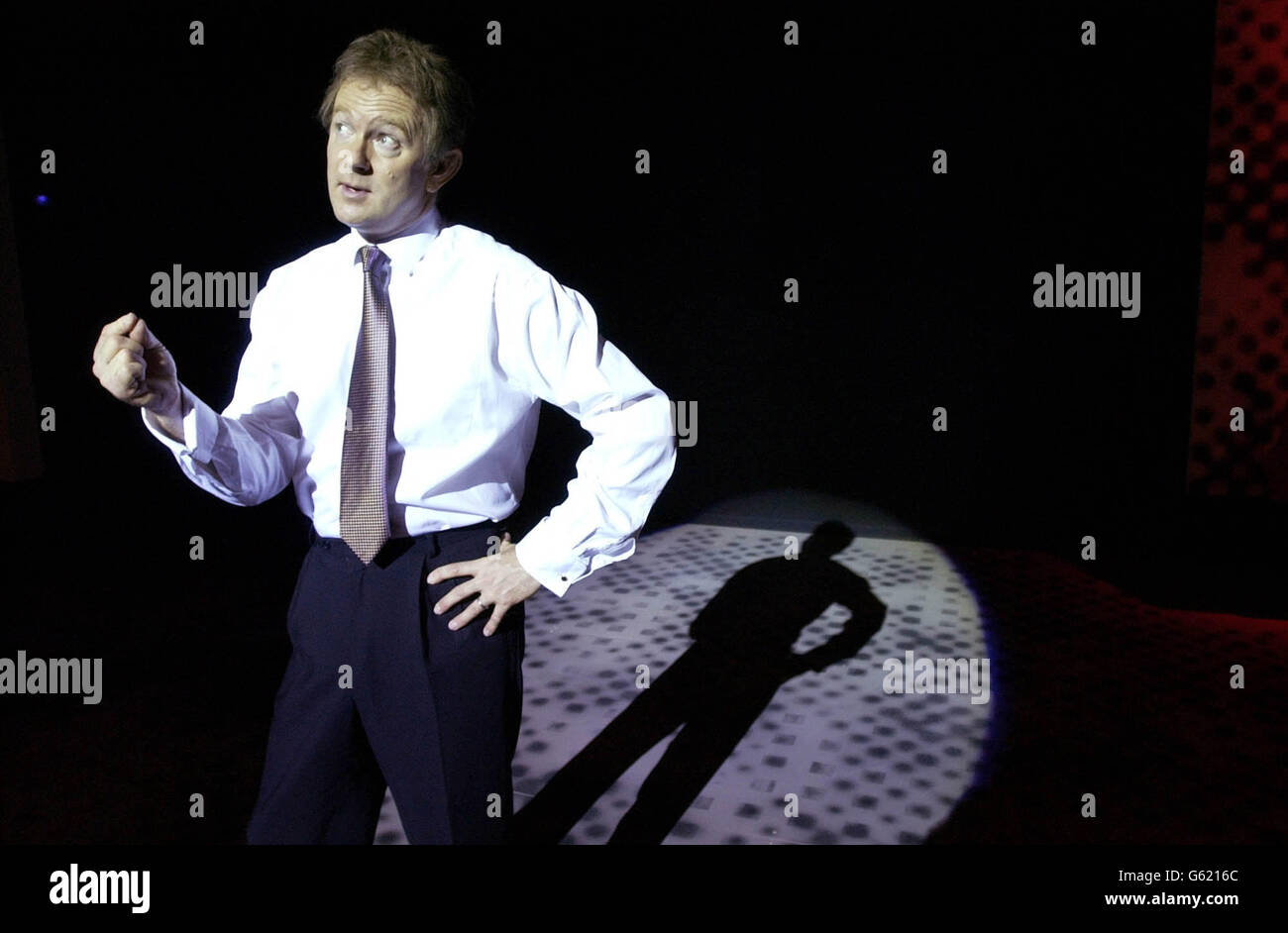 Rory Bremner Mimics Tony Blair On Stage At The Albery Theatre In