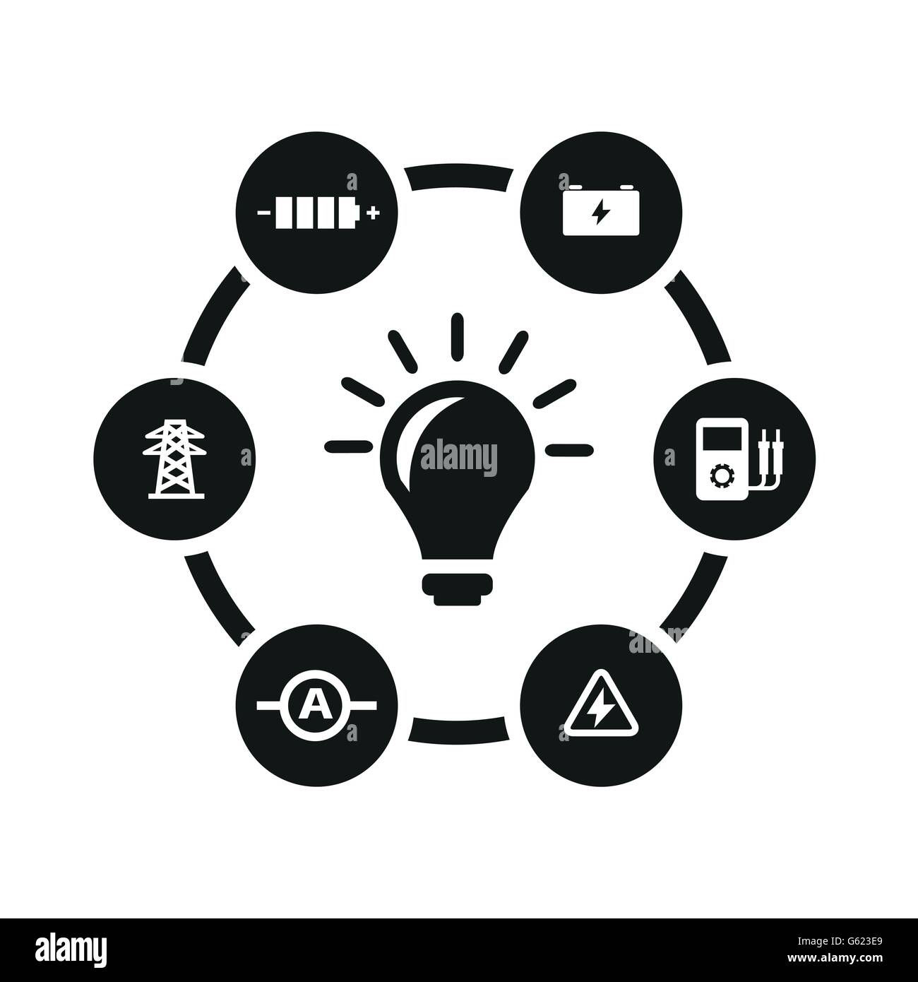 Vector black electricity icon set Stock Vector Image & Art - Alamy