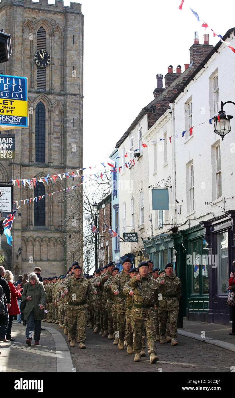 Troops from 21 Engineer Regiment march from Ripon Cathedral, North ...