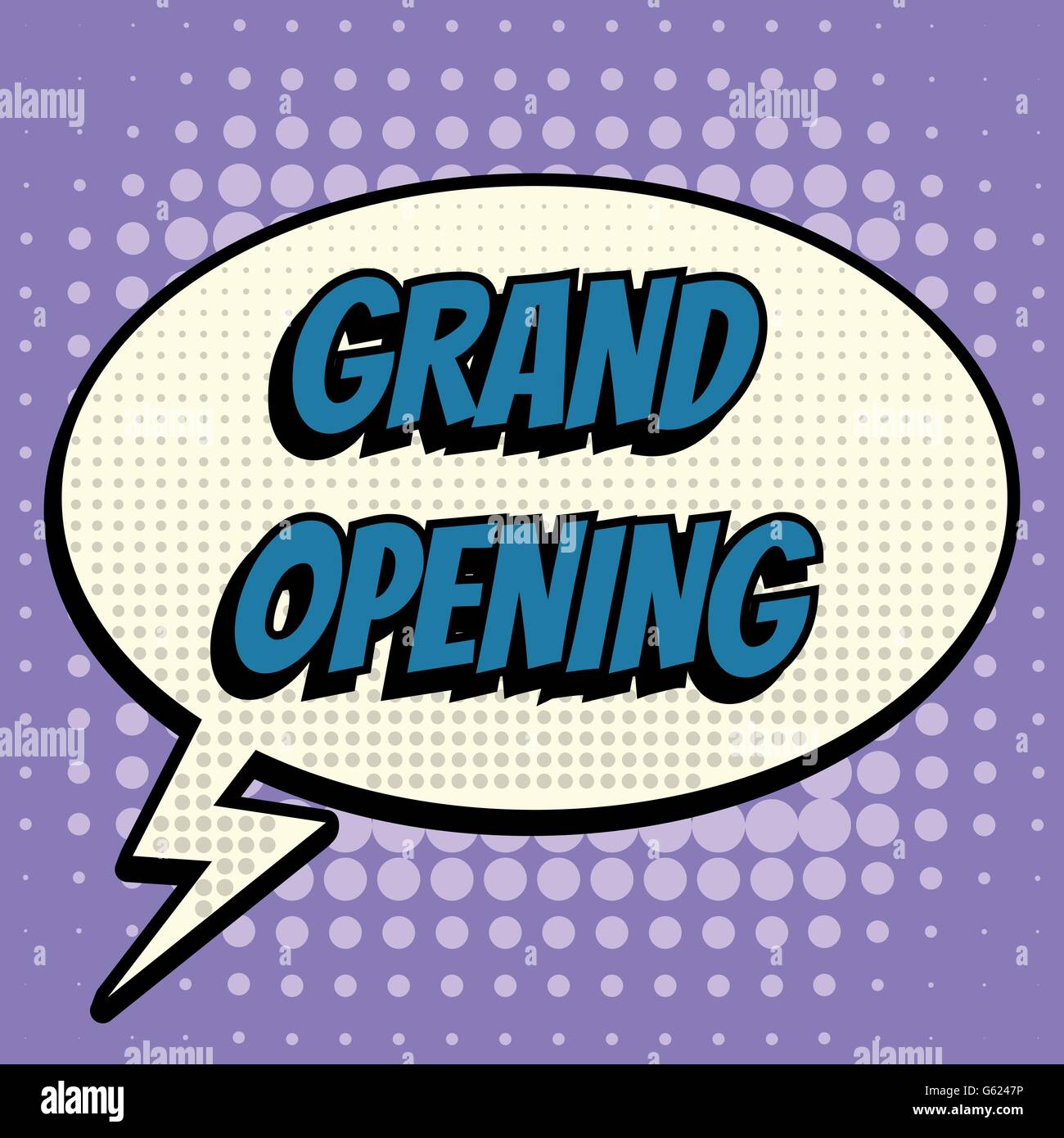 Grand opening comic book bubble text retro style Stock Vector Image ...