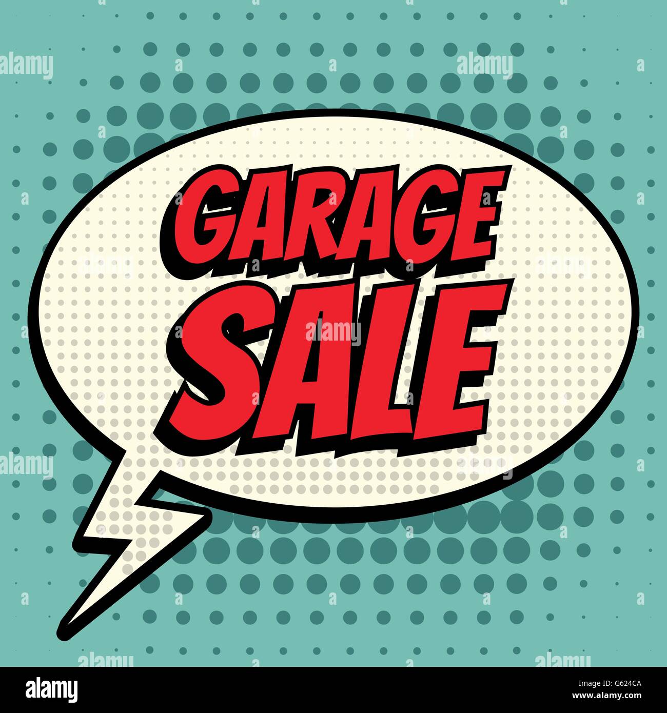 Garage sale comic book bubble text retro style Stock Vector Image & Art ...