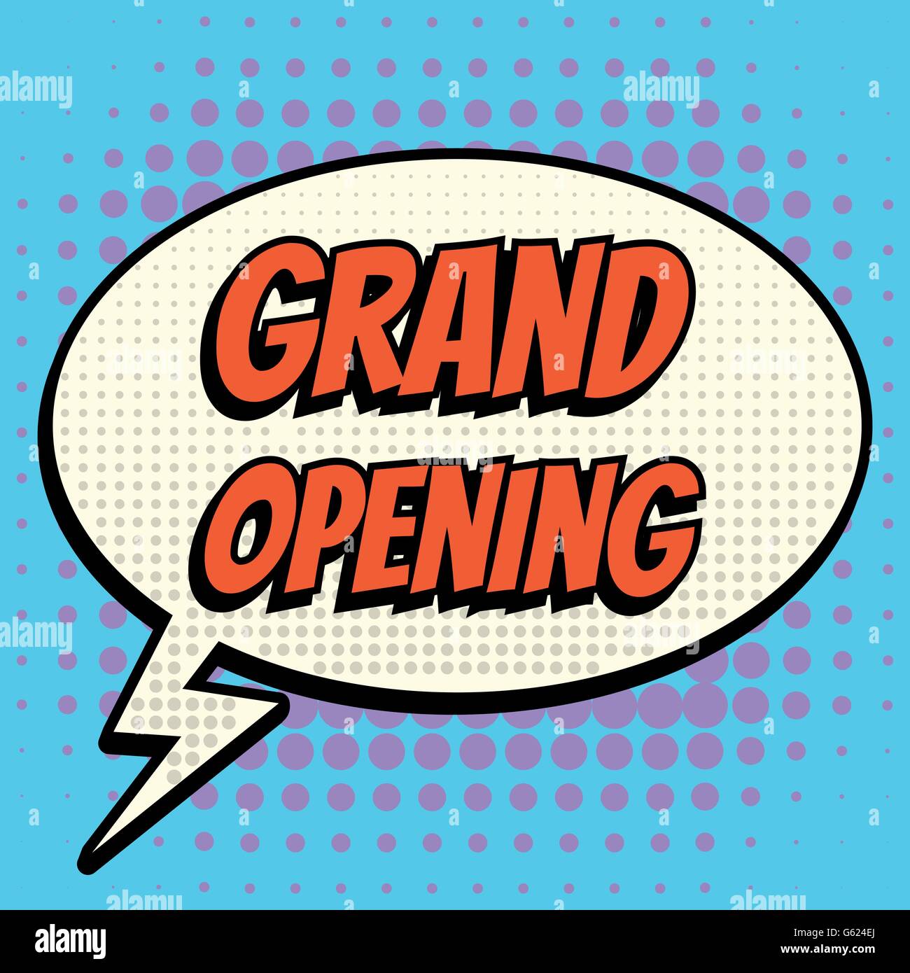Grand opening comic book bubble text retro style Stock Vector Image ...