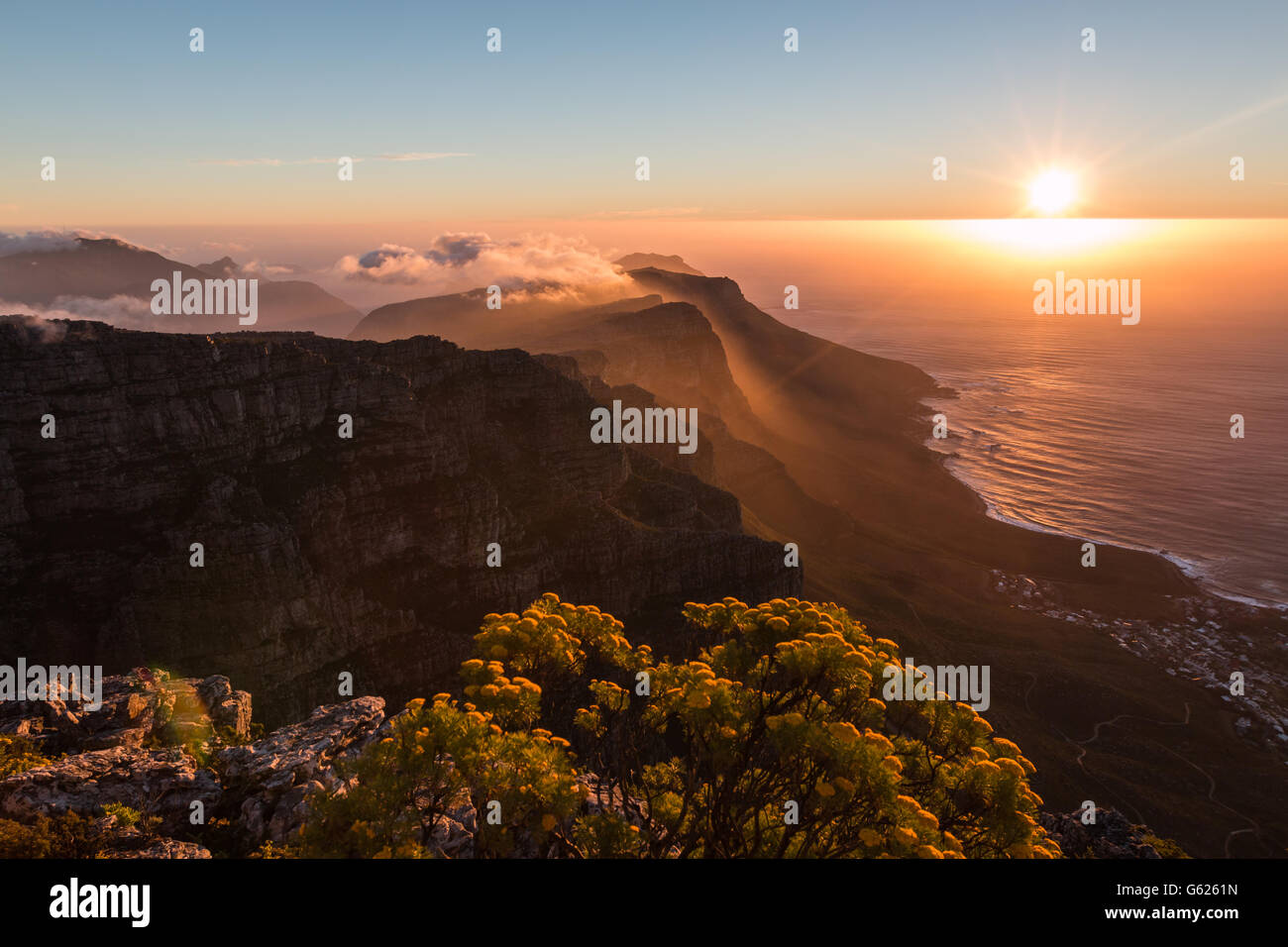 Sunset in Table Mountain Cape Town South Africa Stock Photo - Alamy