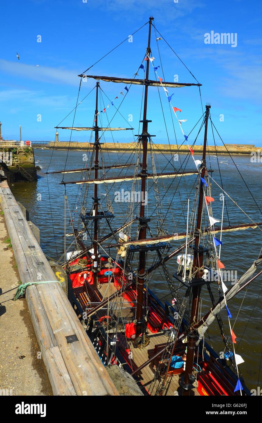 Tall ship Whitby Bay Whitby North Yorkshire moors England UK Stock ...