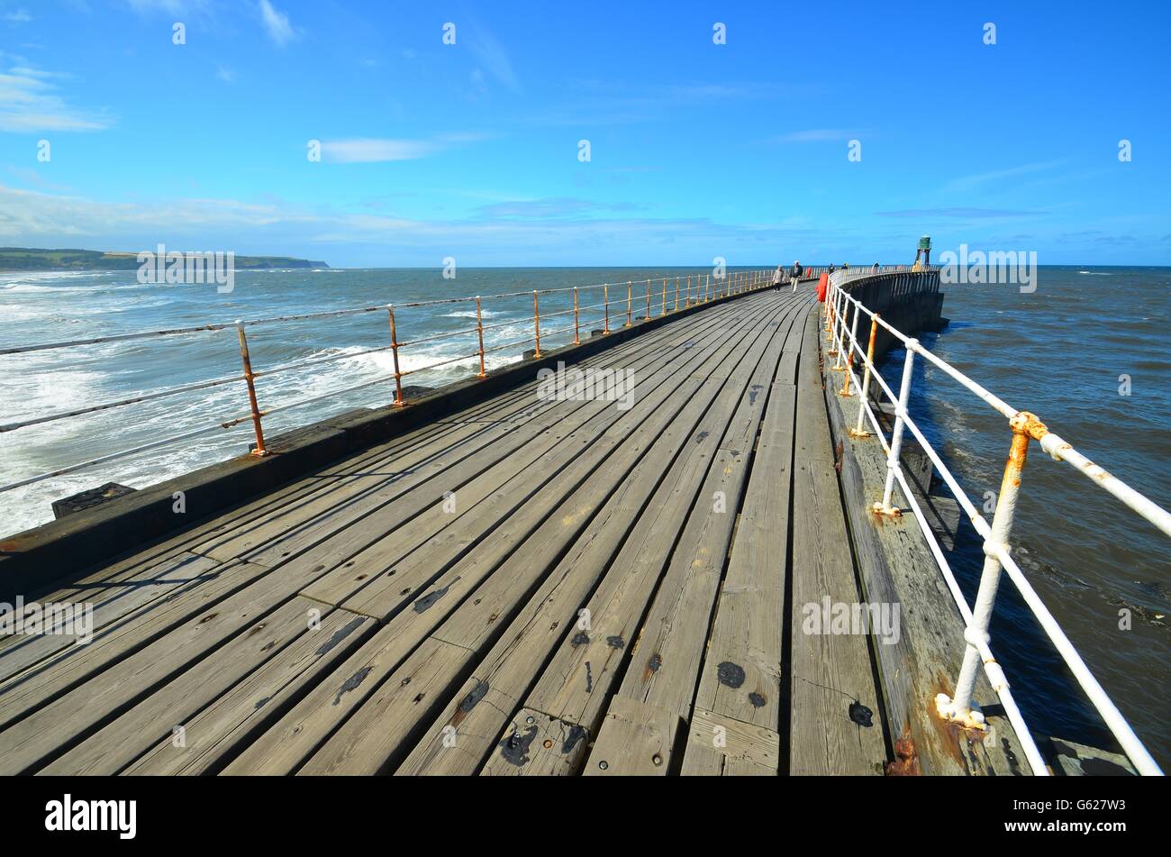 Yorkshire waves abbey cliffs harbour harbor pier railings sandsend hi ...