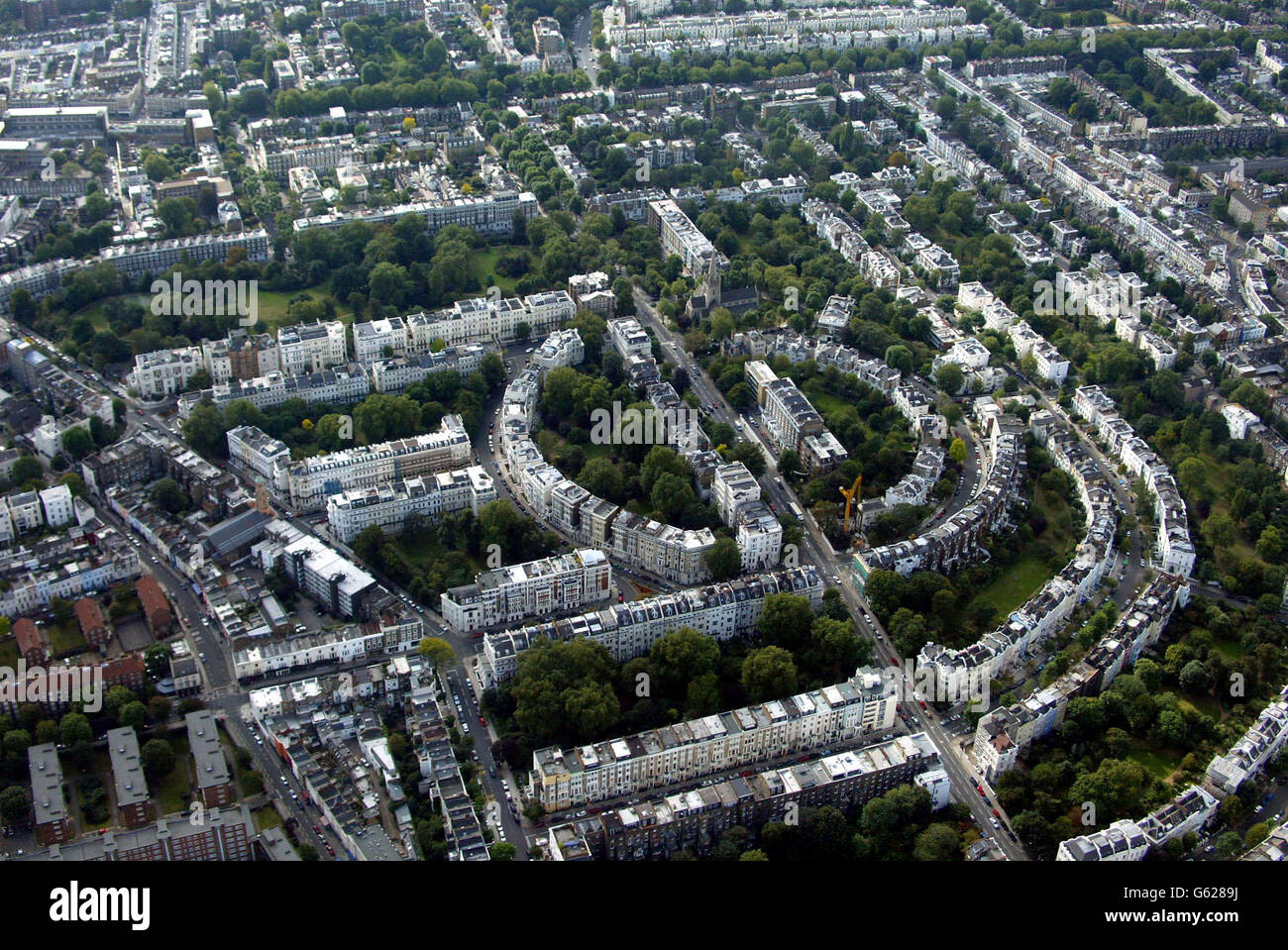 Aerial view of notting hill area of west london hi-res stock ...