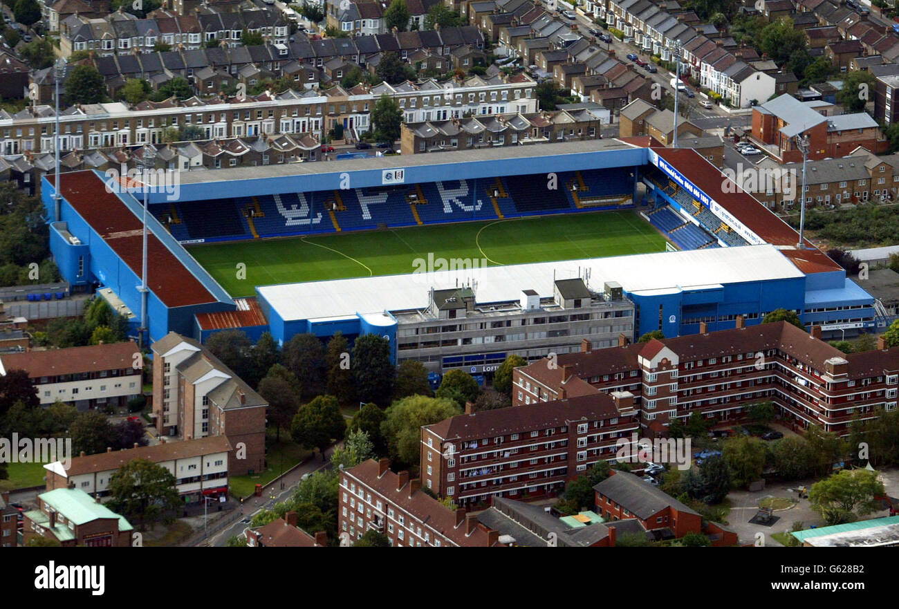 Aerial view of Queens Park Rangers Football Ground at Loftus Road ...