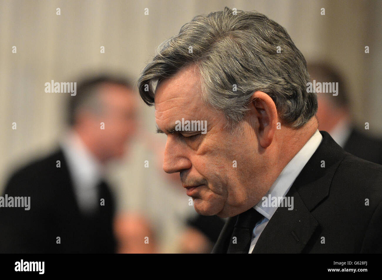 Gordon Brown attends the funeral service of Baroness Thatcher, at St ...