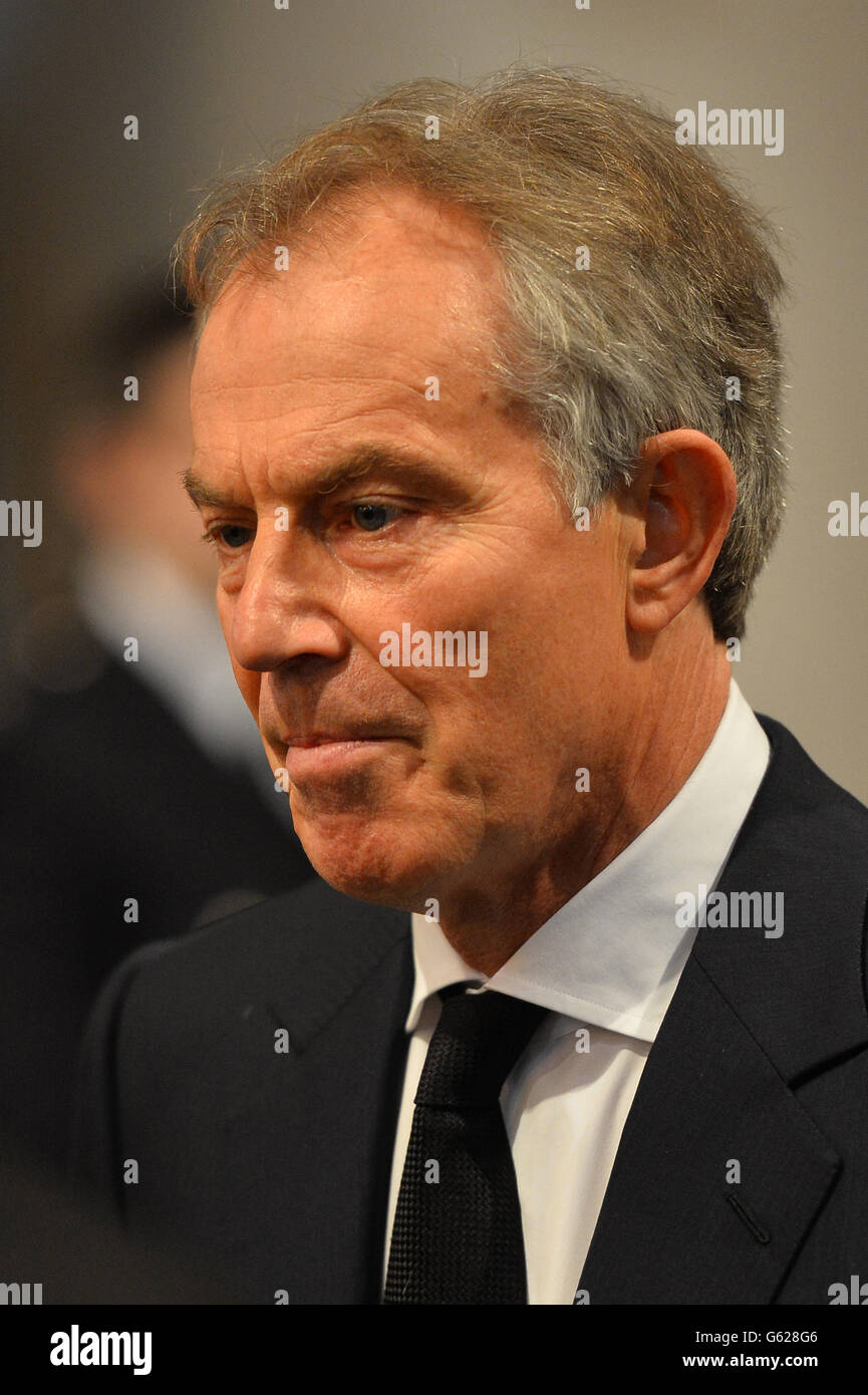 Tony blair attends the funeral service of baroness thatcher hi-res ...