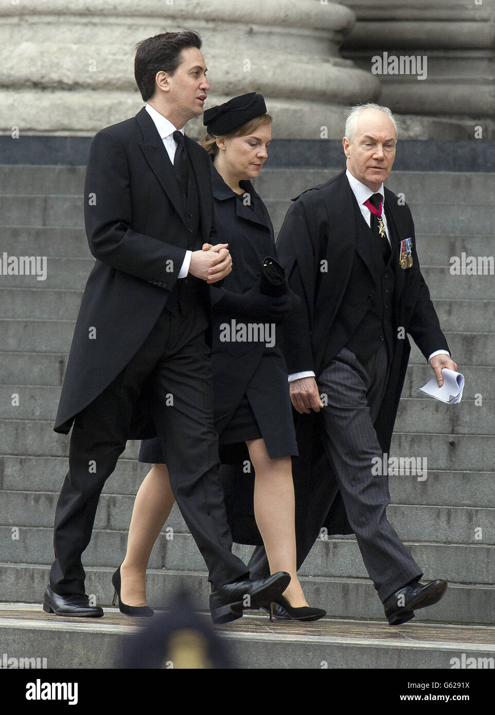 Ed Miliband and his wife Justine Thornton attending the funeral of ...