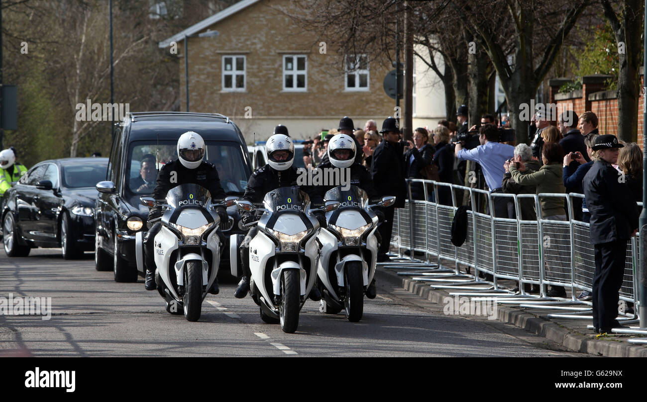The Hearse carrying the coffin bearing the body of Baroness Thatcher ...