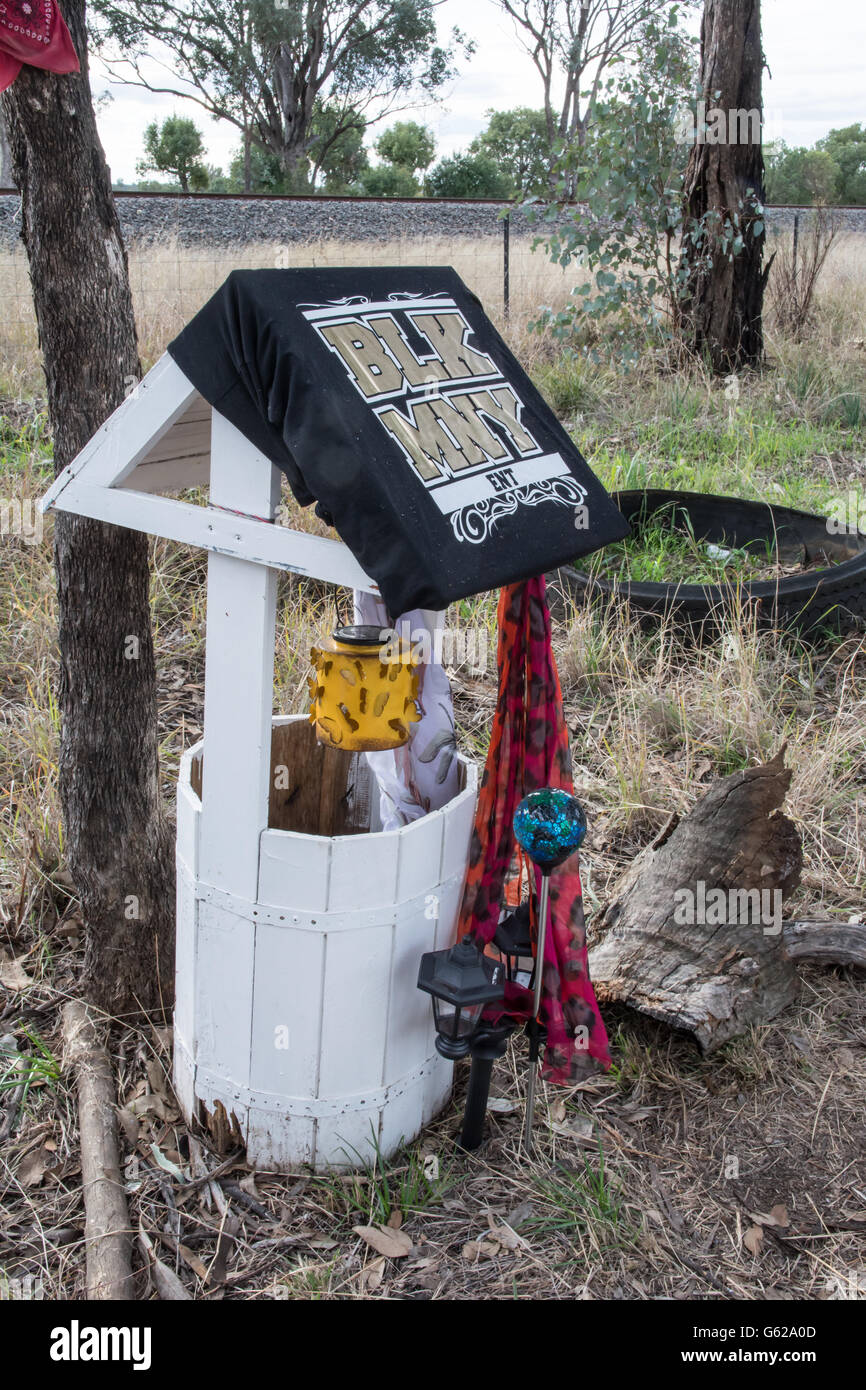 Wishing Well being part of a Roadside Memorial for a car crash victim ...