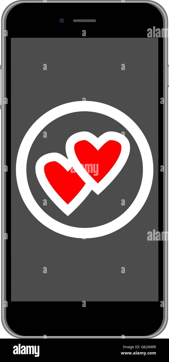 Mobile phone love icon, isolated vector Stock Vector Image & Art - Alamy