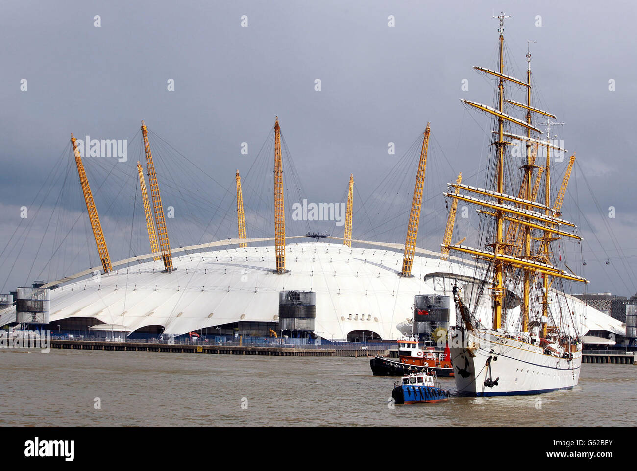 German tall ship Gorch Fock on the River Thames at West India Dock in ...