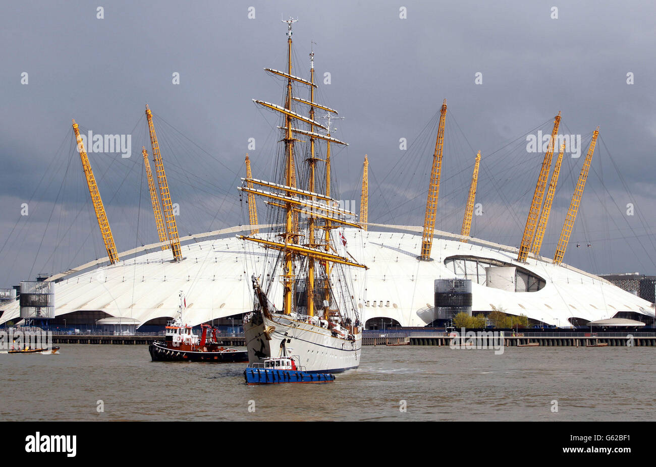 German tall ship Gorch Fock on the River Thames at West India Dock in ...