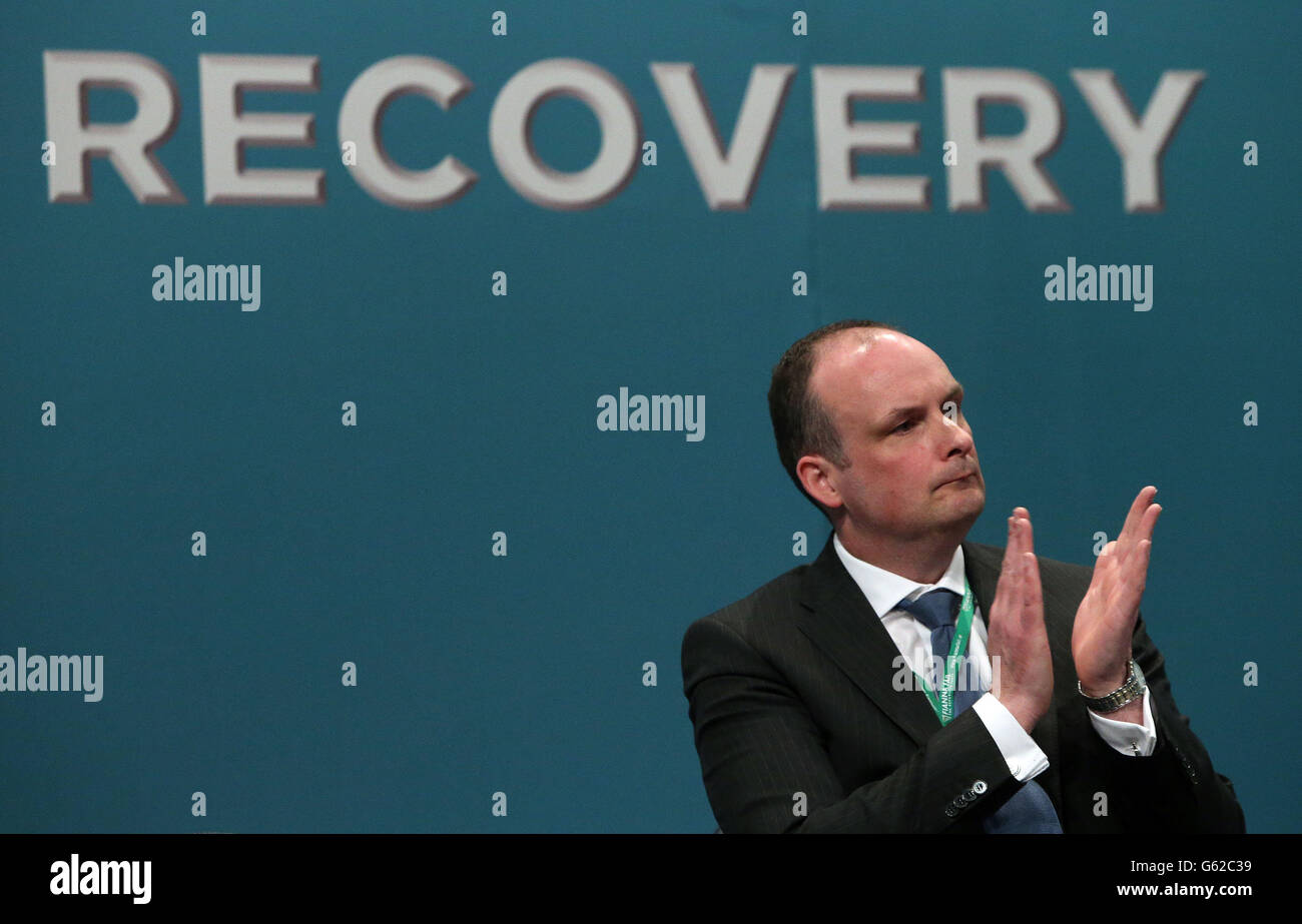 Fianna Fail General Secretary Sean Dorgan listens as leader Michael ...