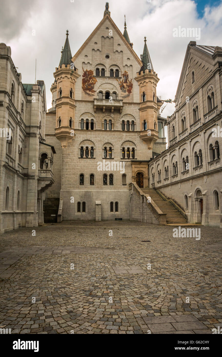 Neuschwanstein castle courtyard in Bavaria Germany Stock Photo - Alamy