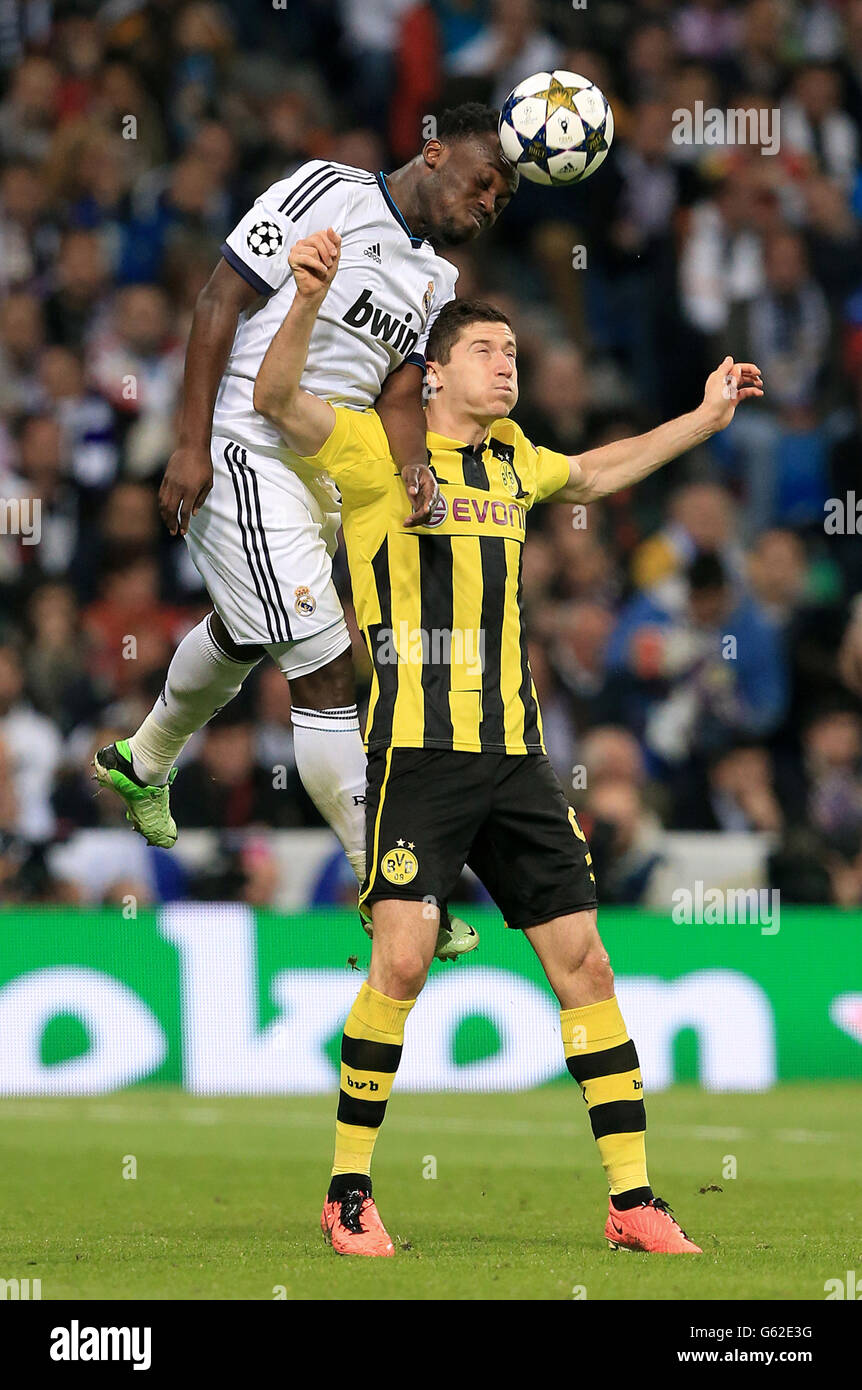 Football semi final 2nd ball full length action hi-res stock ...