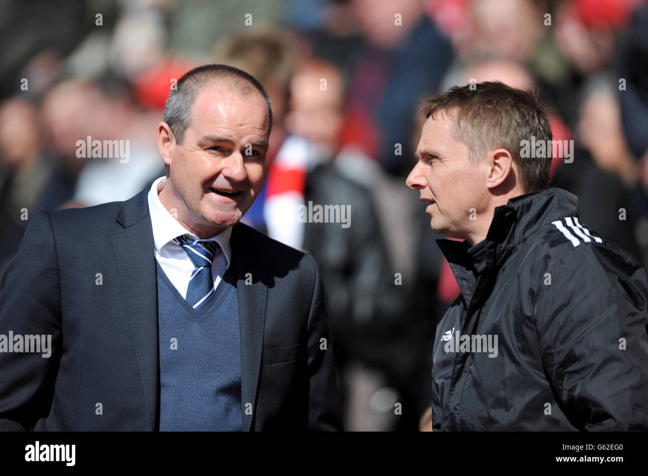 West Bromwich Albion manager Steve Clarke in conversation with ...