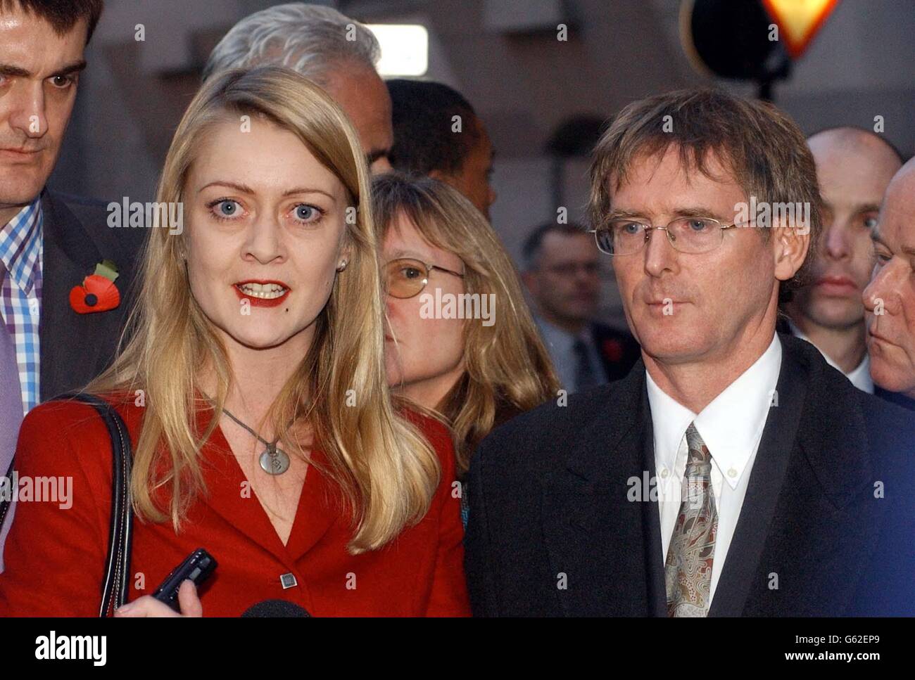 David shaylers partner annie machon speaks press outside old bailey hi ...