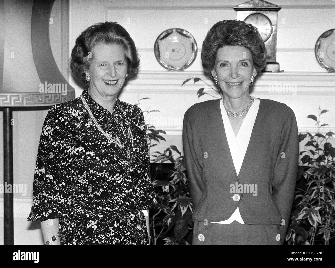 Prime minister mrs margaret thatcher with first lady nancy reagan hi ...