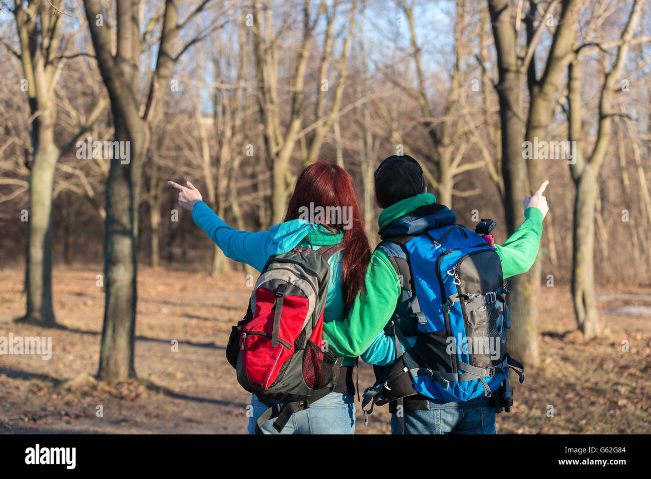 Two backpacker male friends hiking hi-res stock photography and images ...