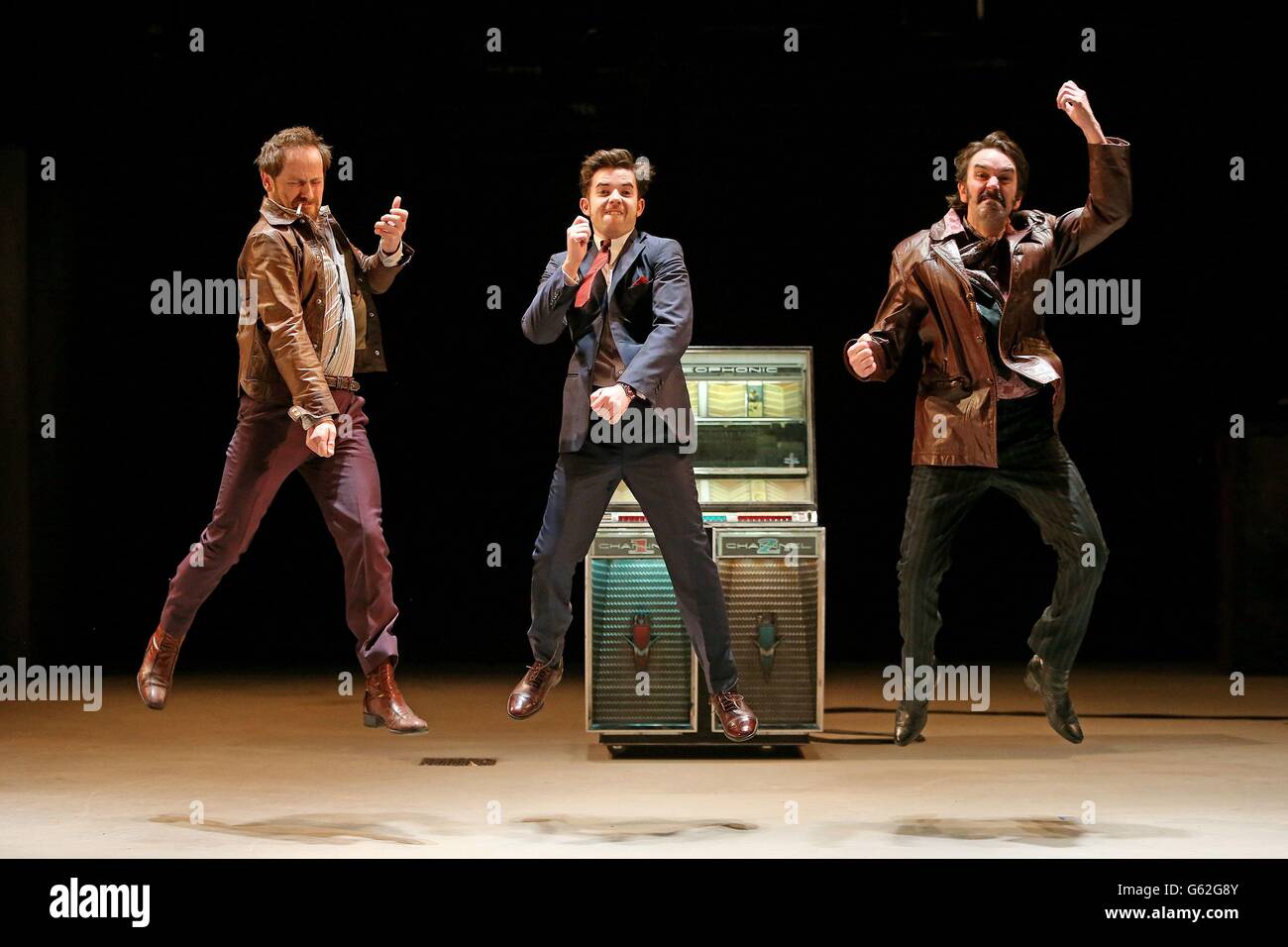 Actors Ronan Leahy, Ciaran O'Brien and Phelim Drew dance to 1960's ...