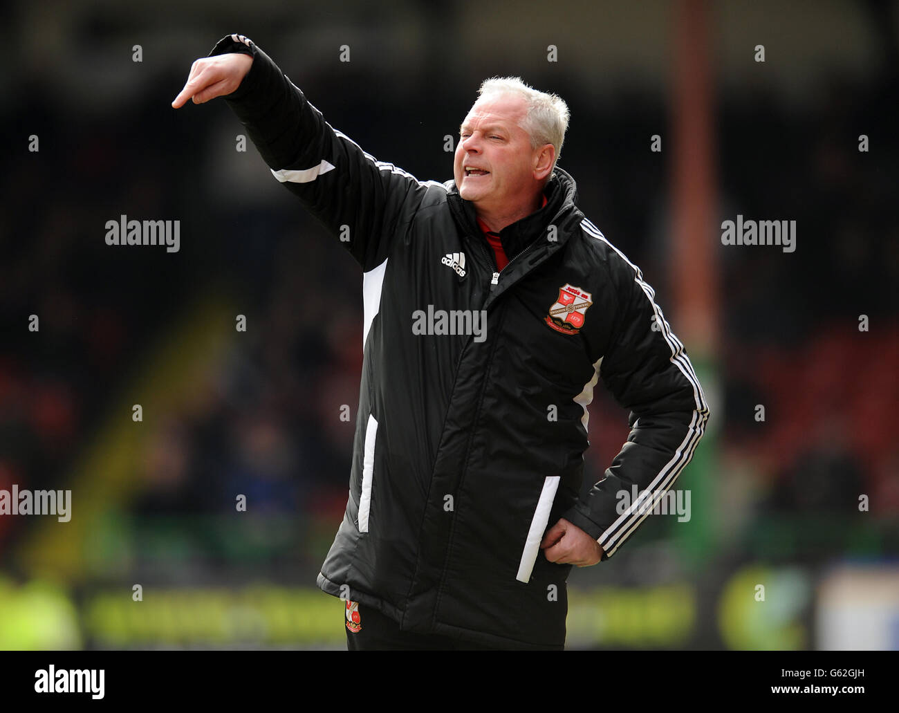 Swindon town manager kevin macdonald on the touchline hi-res stock ...