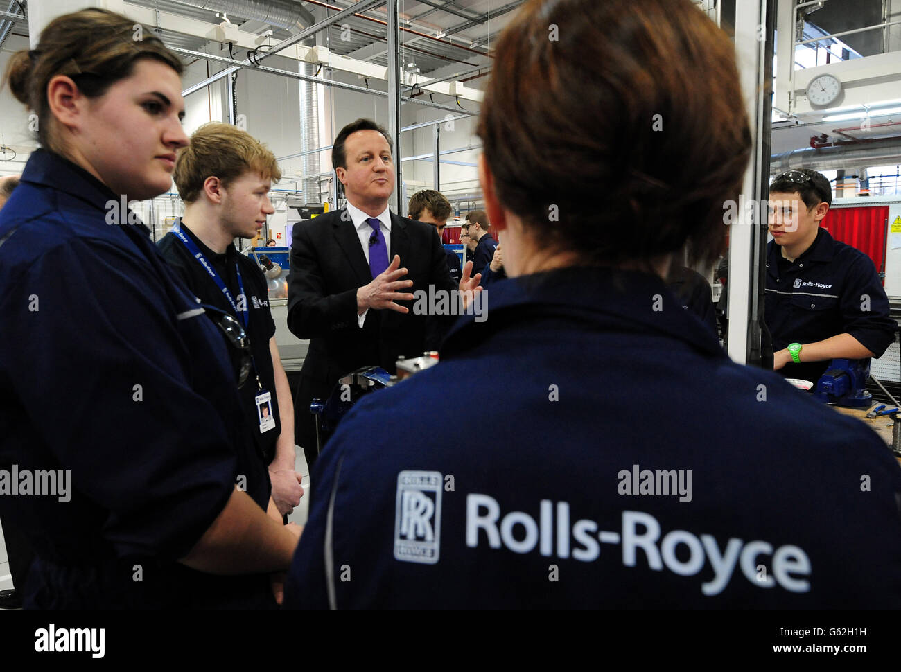 David Cameron visit to Rolls Royce - Derby Stock Photo - Alamy