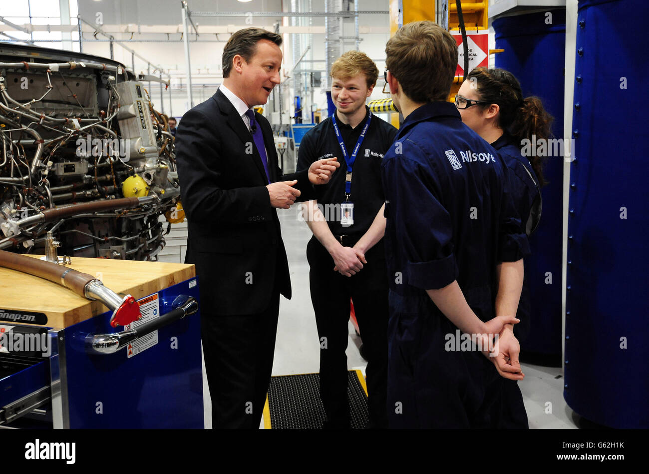 David Cameron visit to Rolls Royce - Derby Stock Photo - Alamy