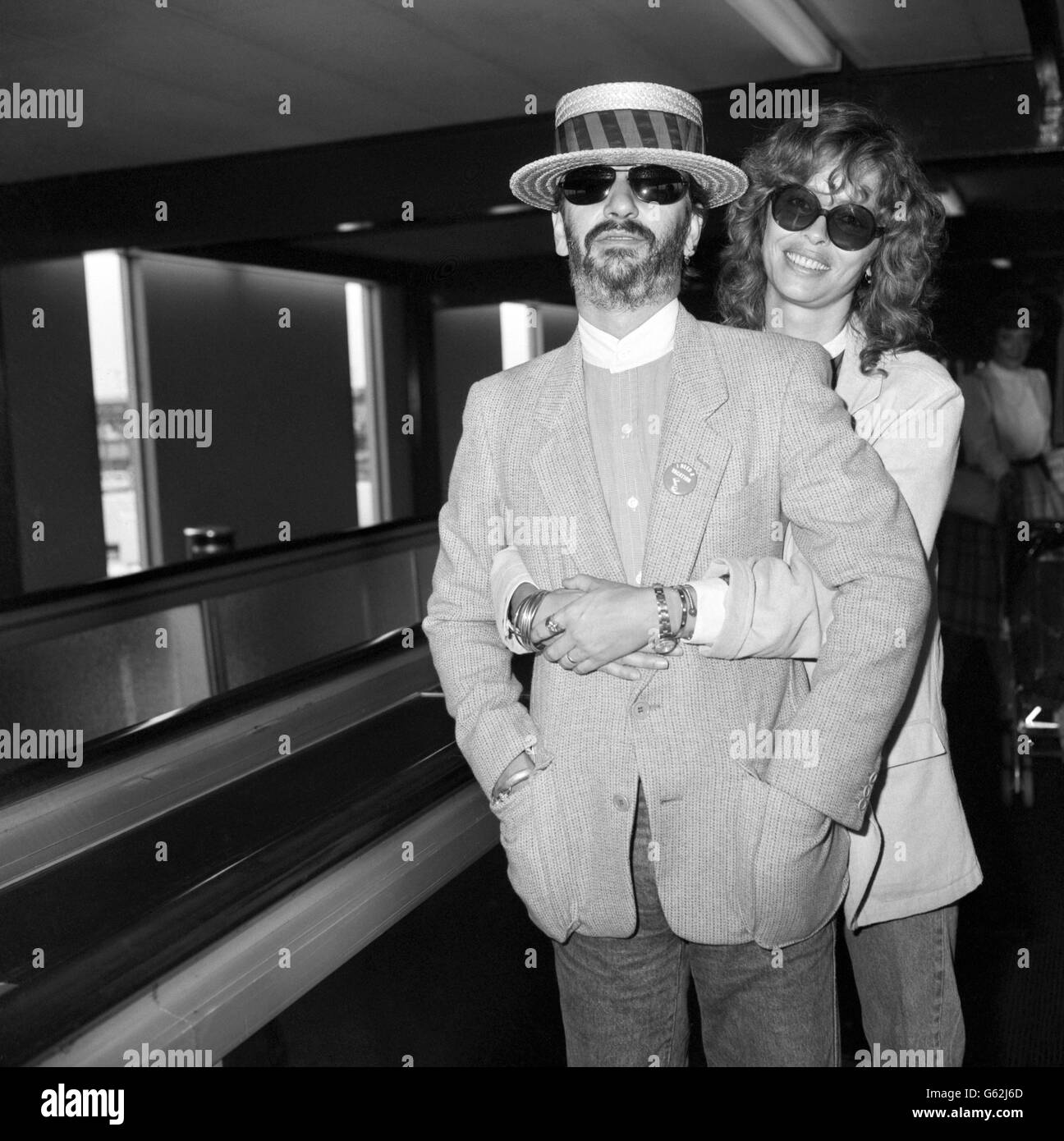 Ringo Starr and Barbara Bach - Heathrow Airport - London Stock Photo ...