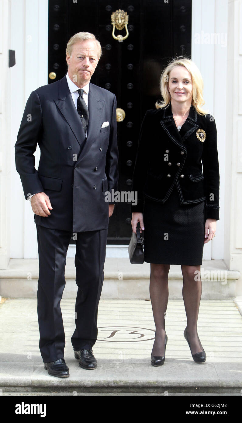 Mark Thatcher with his wife Sarah, leave the home of his late mother ...