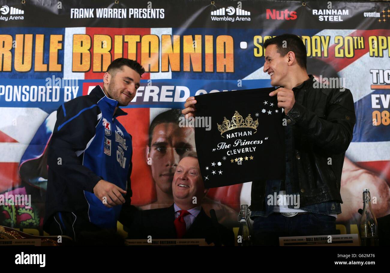 Great Britain's Nathan Cleverly (left) is presented with a skirt by ...