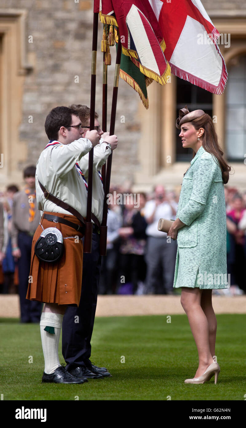 Attends the national review of queens scouts at windsor castle hi-res ...