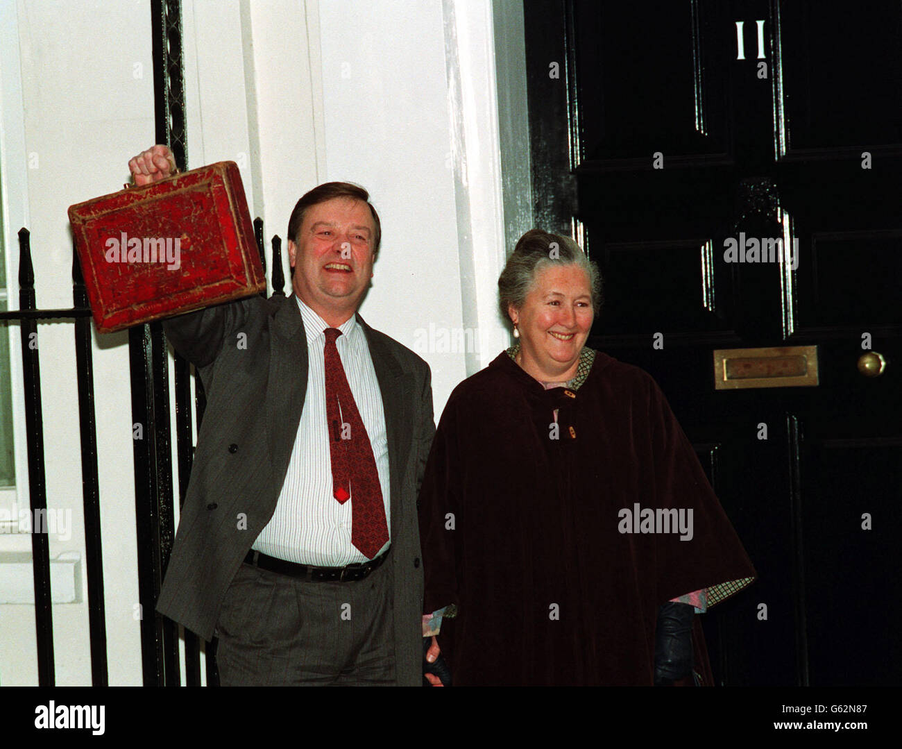 Kenneth Clarke and wife with budget box Stock Photo - Alamy