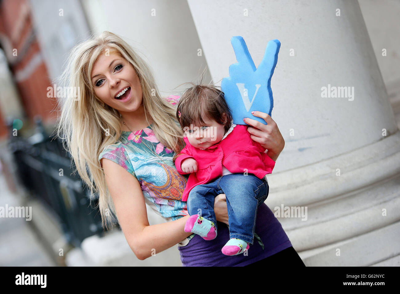 Isabelle Hyland with her six month old daughter Indigo Bell during the ...