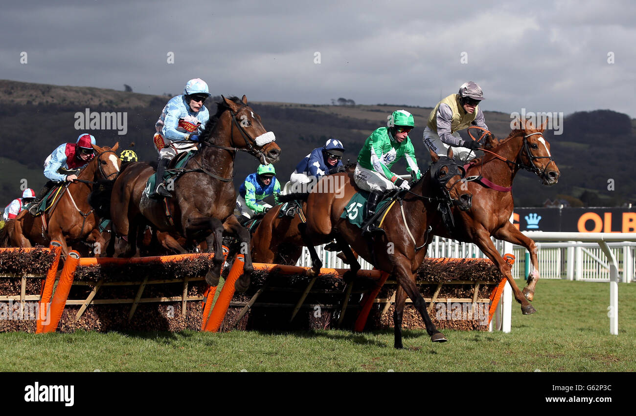 (left to right) Close House ridden by Tom Scudamore, Kayf Aramis ridden ...