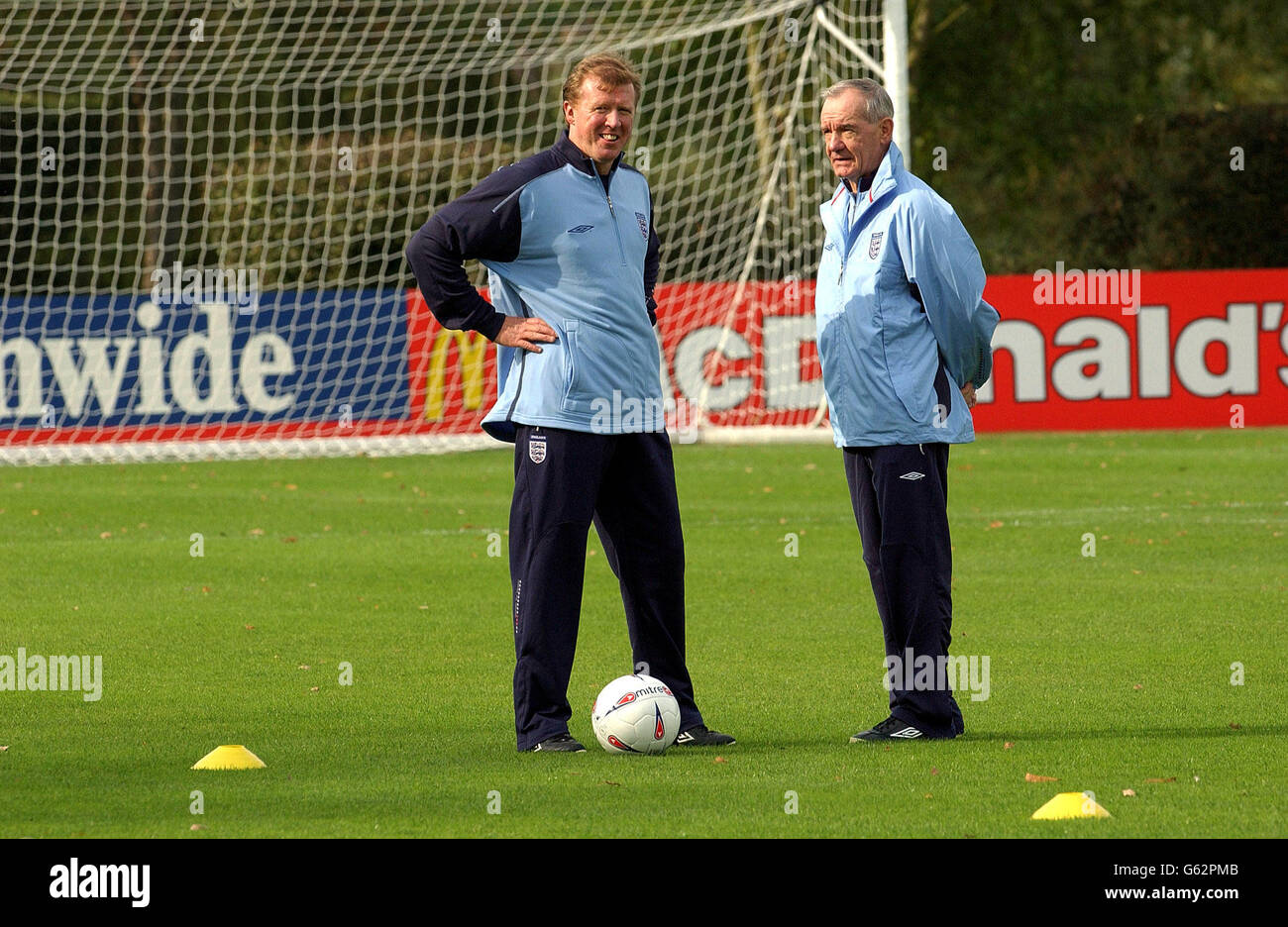 England Assistant manager Tord Grip and coach Steve McClaren at Bisham ...