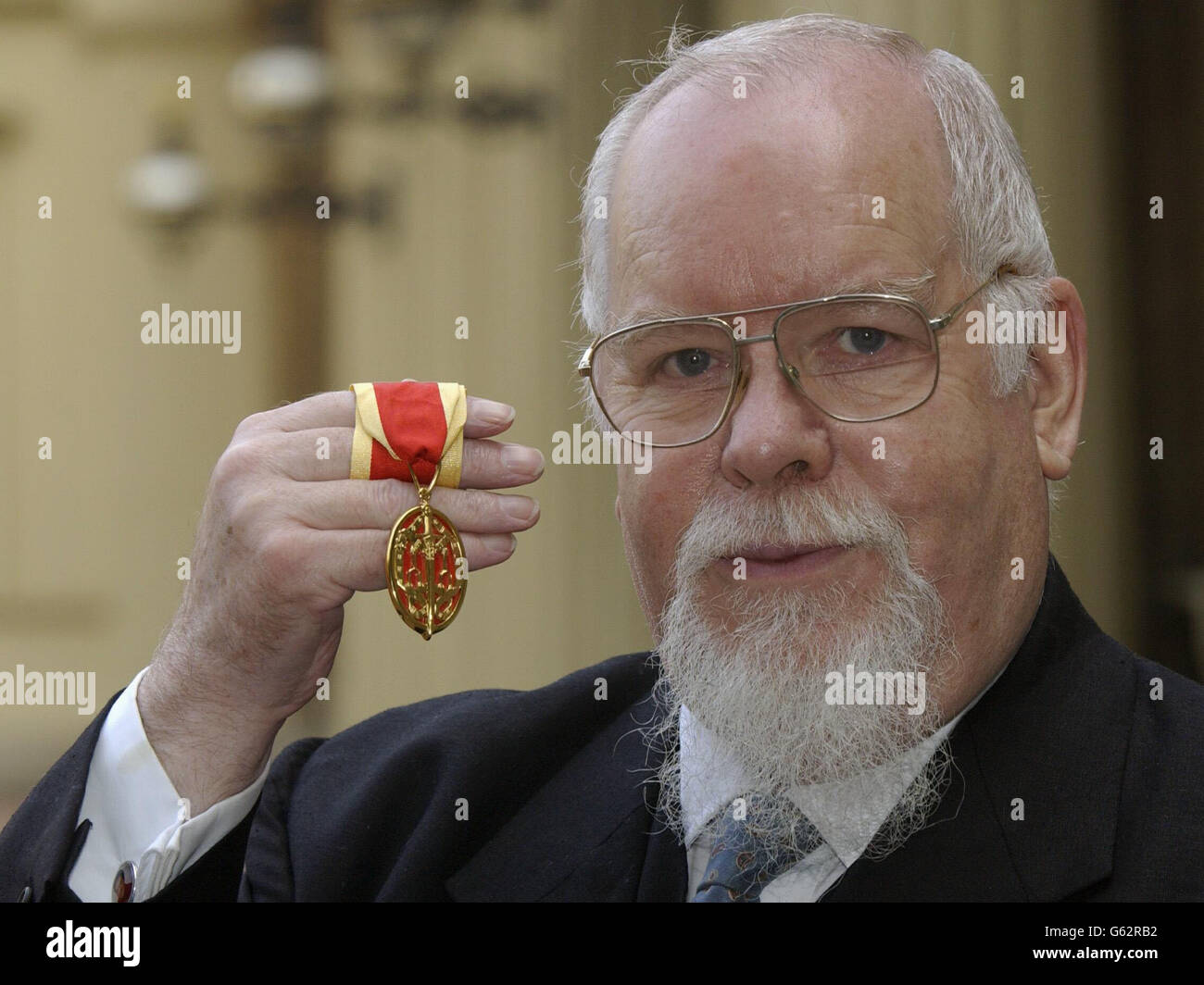 Artist, Sir Peter Blake, receives his Order of Knighthood medal, at ...