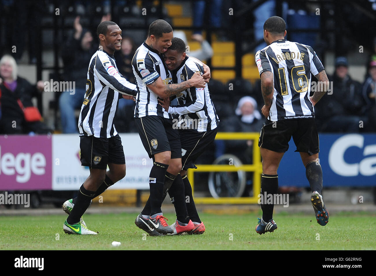 Notts countys tyrell waite celebrates goal hi-res stock photography and ...