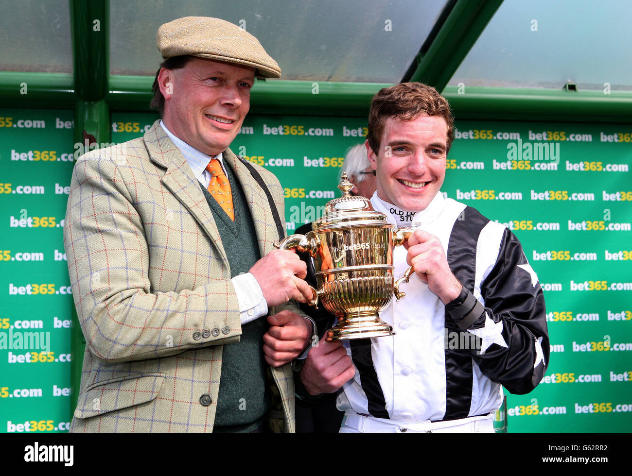 Trainer Henry Daly (left) and jockey Andrew Tinkler celebrate with the ...