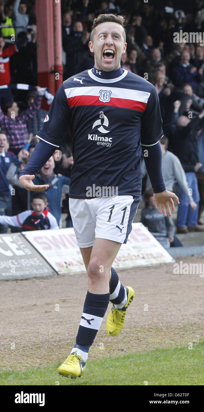 Dundee's Ryan Conroy celebrates his goal during the Clydesdale Bank ...