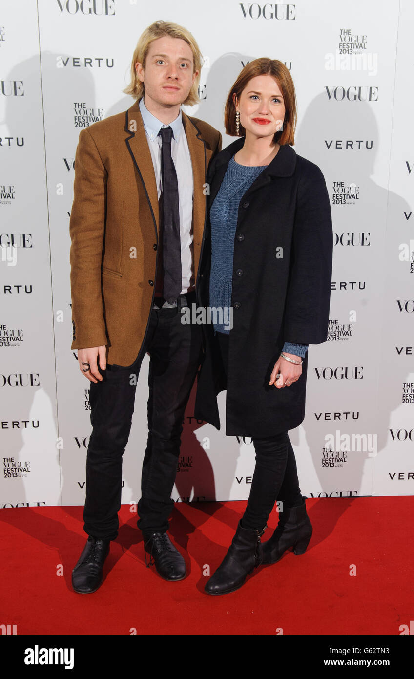 Dominic Jones and Bonnie Wright arriving at the Vogue Festival opening ...
