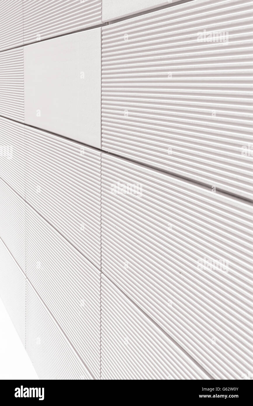 Perspective view of white wall with striped ceramic tiles Stock Photo ...