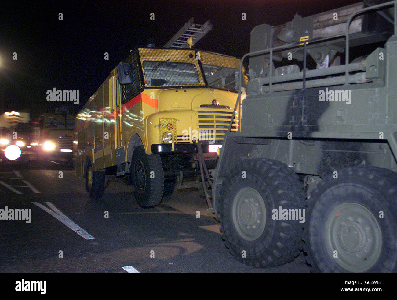 A convoy of British Army fire appliances (known as Green Goddess ...