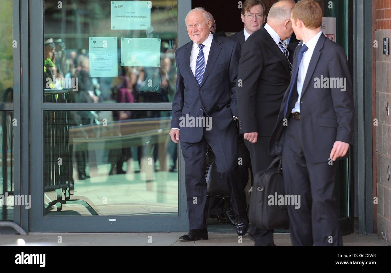 Veteran BBC broadcaster Stuart Hall leaves Preston Crown Court after it ...