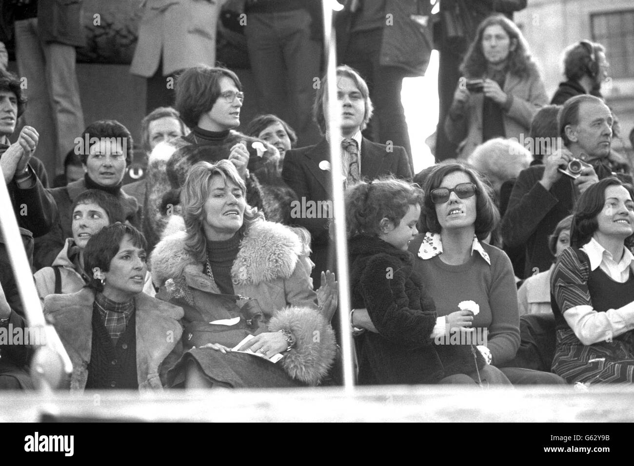 (From left) American folk singer Joan Baez, Jane Ewart-Biggs, widow of ...