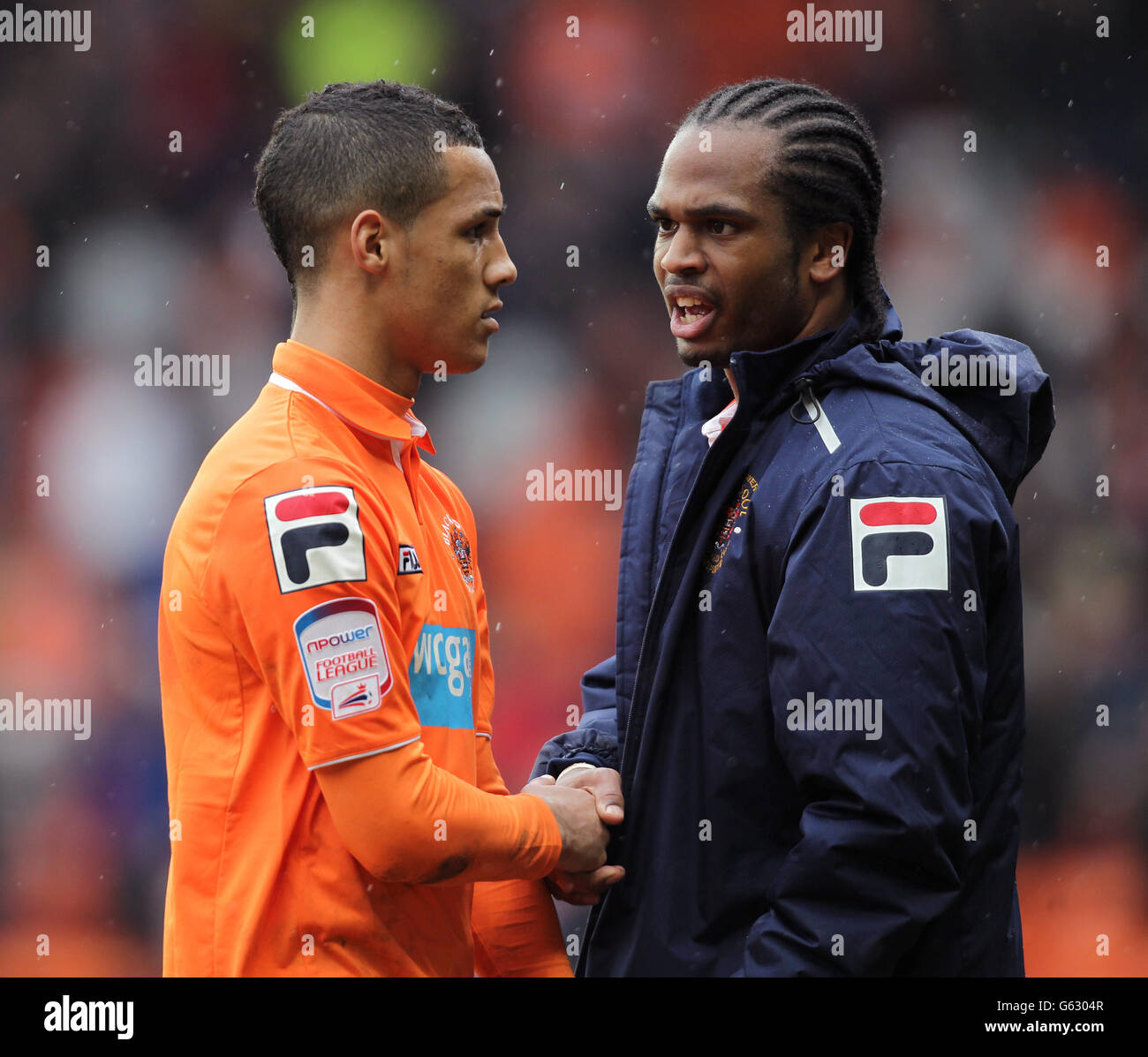 Blackpools tom ince left teammate delfouneso after the final whistle hi ...