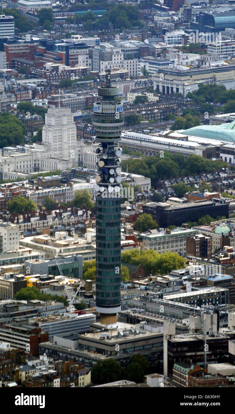 BT Tower. Aerial view of the BT Tower, London Stock Photo - Alamy