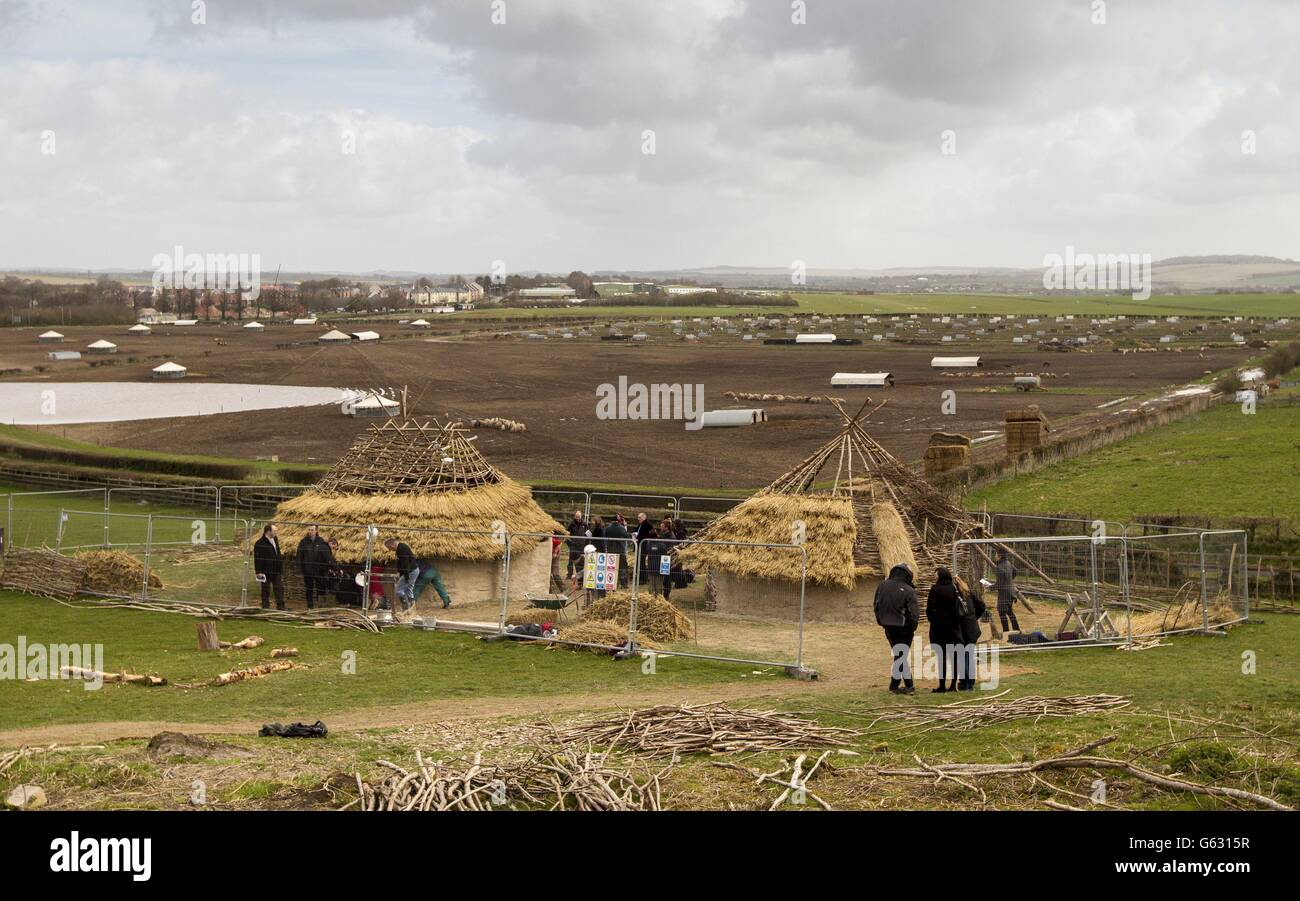 Neolithic homes recreated Stock Photo - Alamy